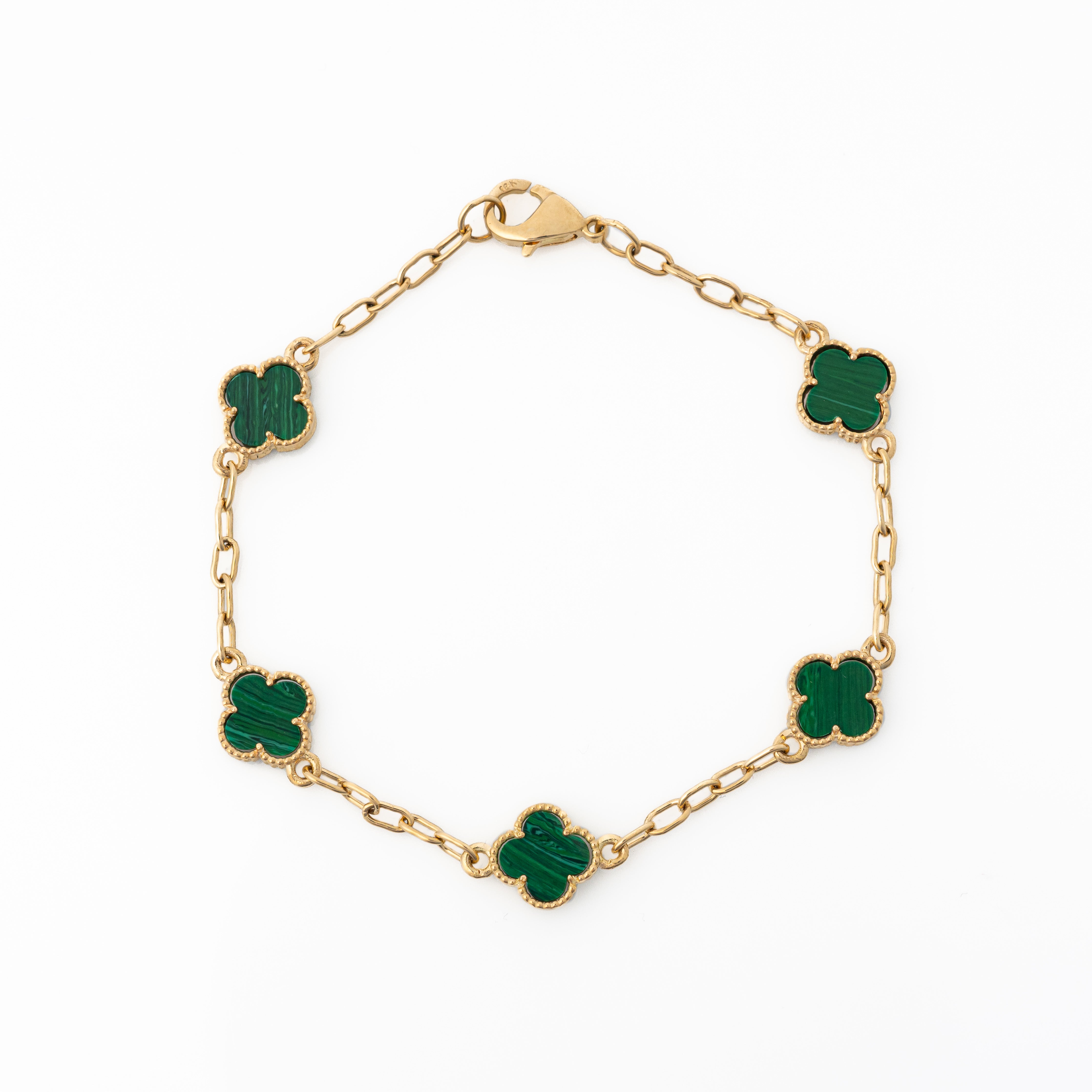 Pulsera Trébol Verde 18cm – La Guaca Joyeros